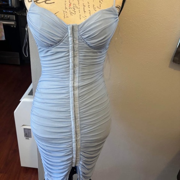 Dresses | Elegant Blue Ruched Dress | Poshmark